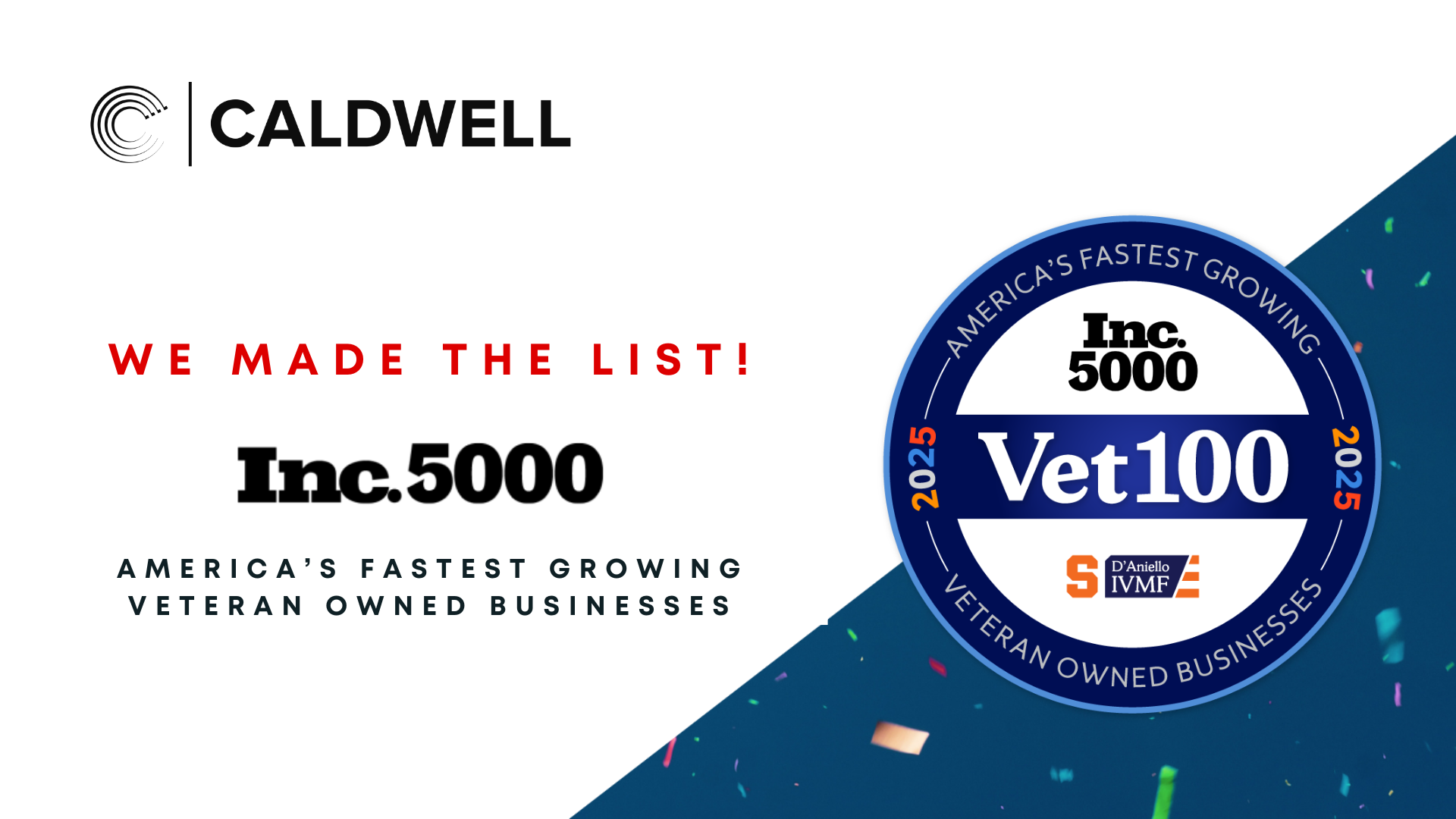 Caldwell Named to Inc. Business Media’s Vet100 List